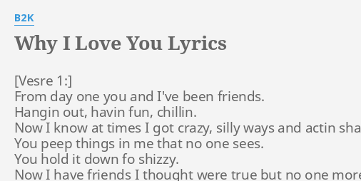 Why I Love You Lyrics By B2k From Day One You