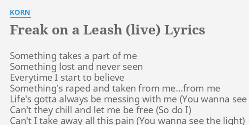 Freak On A Leash Live Lyrics By Korn Something Takes A Part
