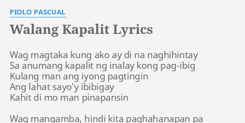 At Kung Hindi Man Dumating Sakin Ang Panahon At Kung Hindi Man Dumating Sakin Ang Panahon