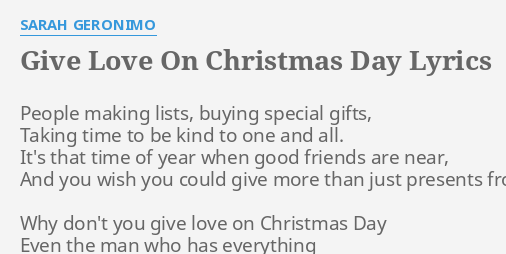 Give Love On Christmas Day Lyrics Sarah Geronimo | Christmas Day Give Love On Christmas Day Lyrics Sarah Geronimo | Christmas Day